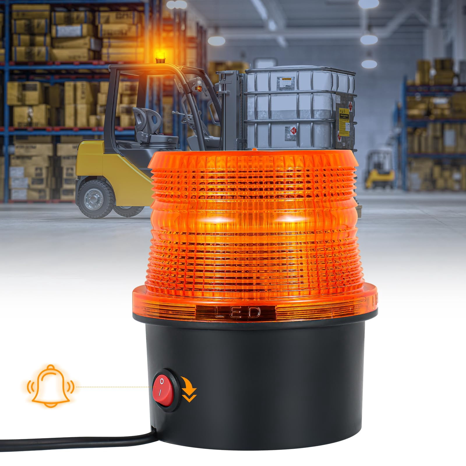 LED Forklift Strobe Light MMF7 with Built-in Buzzer, 10V-80V Amber ...
