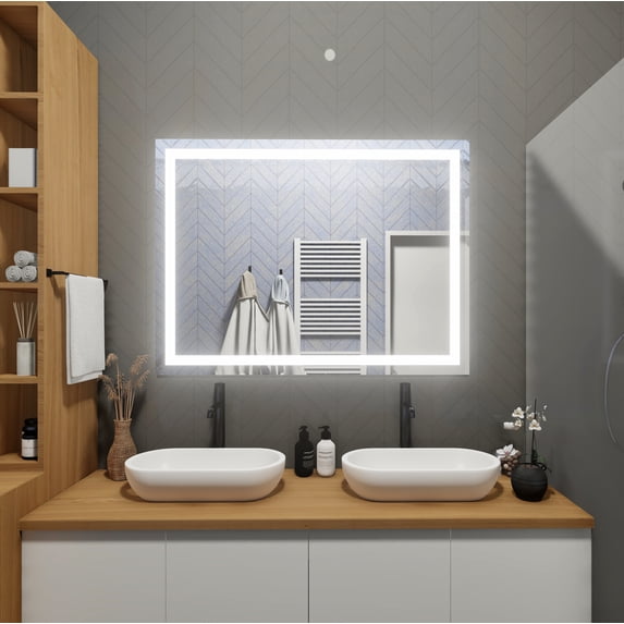Backlit Long LED Vanity Mirror: Commercial-Grade, 60"x36", Rectangular ...