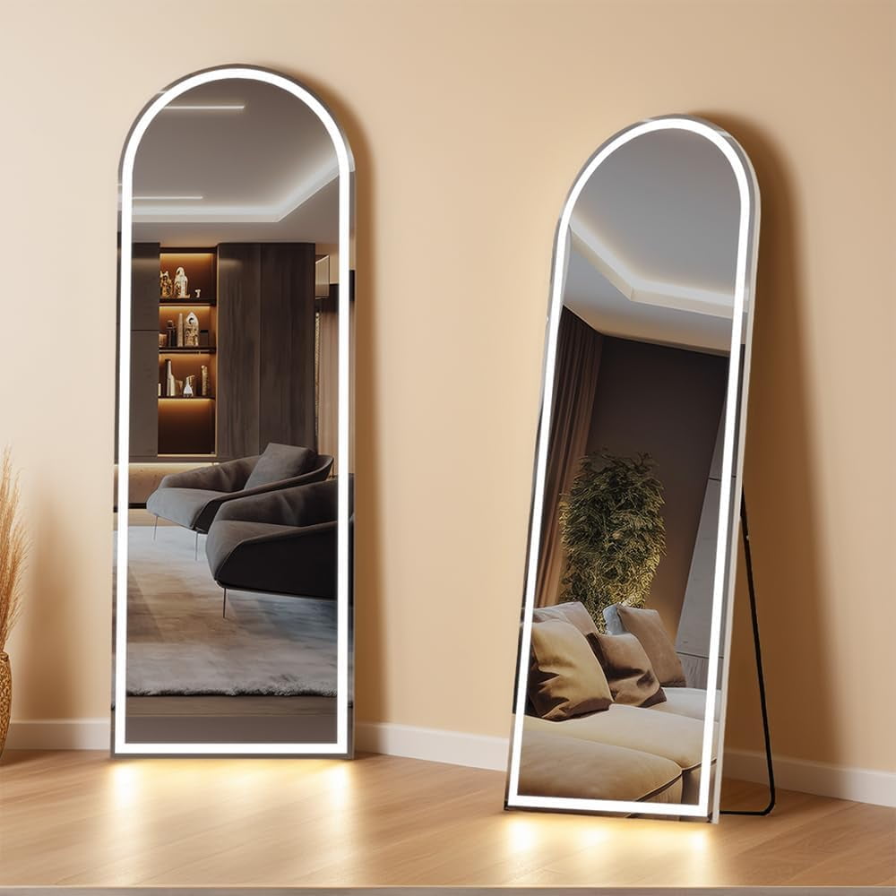 LED Full Length Mirror, 60" x16" Floor Dressing Standing Mirror with ...