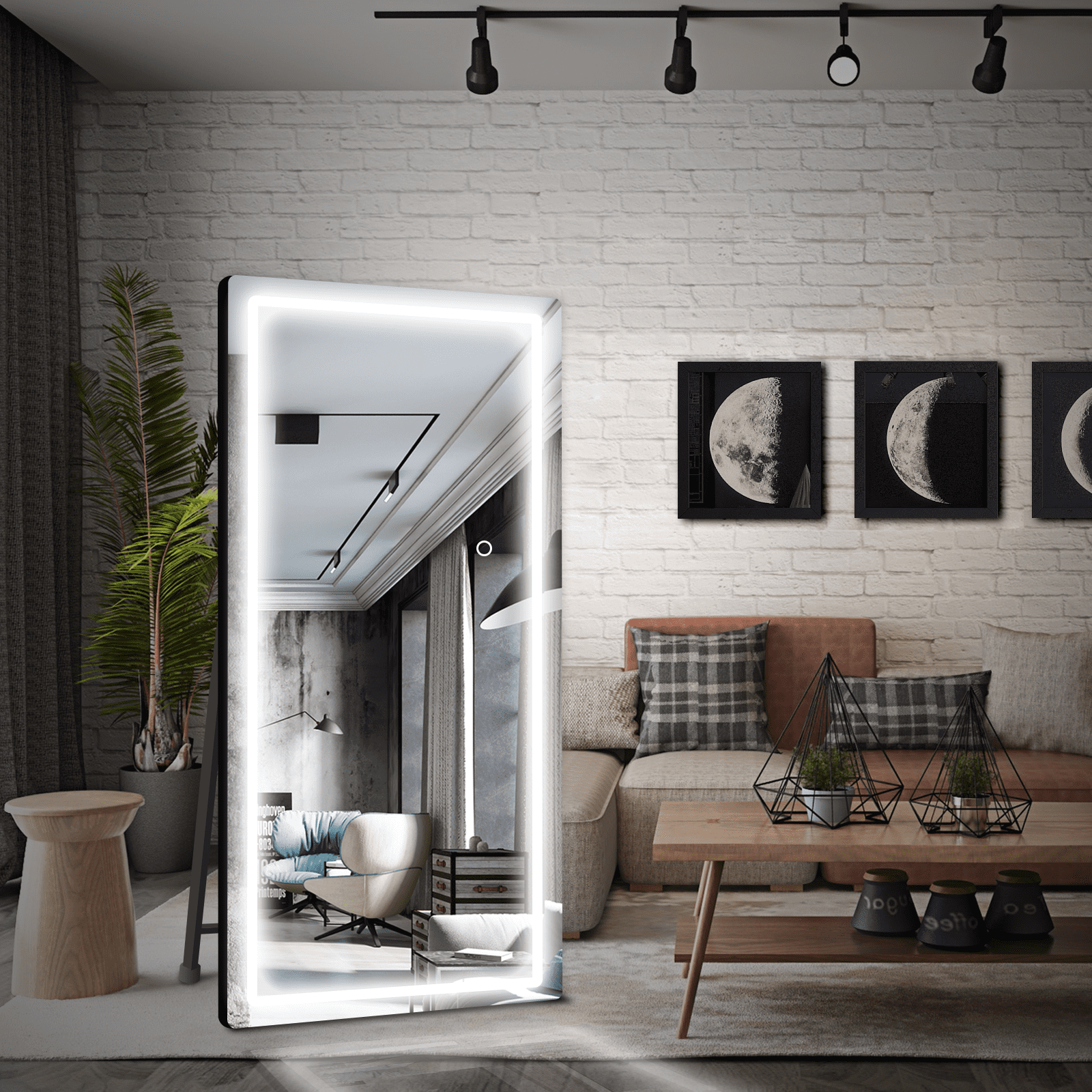 Cotiro LED Full Length Mirror with Lights, 71"x24" Floor Standing LED ...