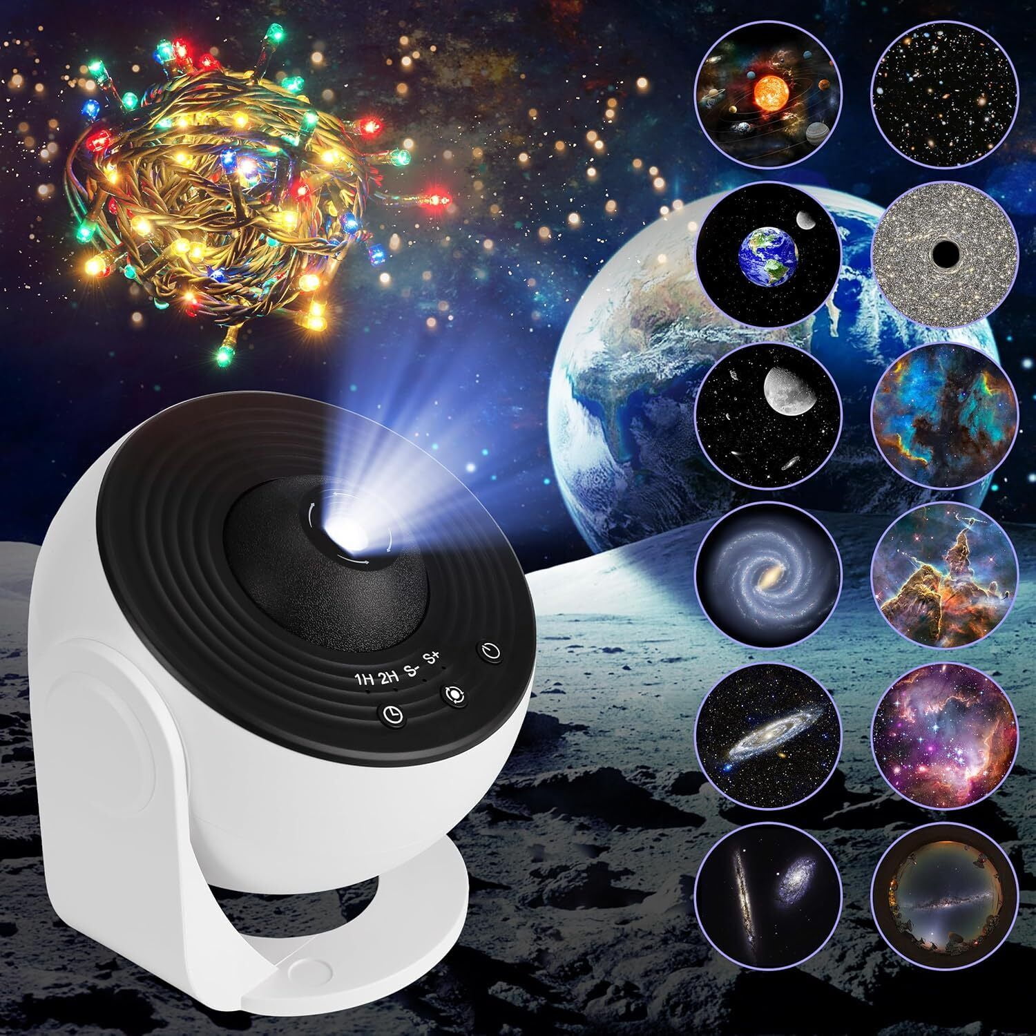 LED Galaxy Projector Starry Night Light Planetarium 12 Different Scenes ...