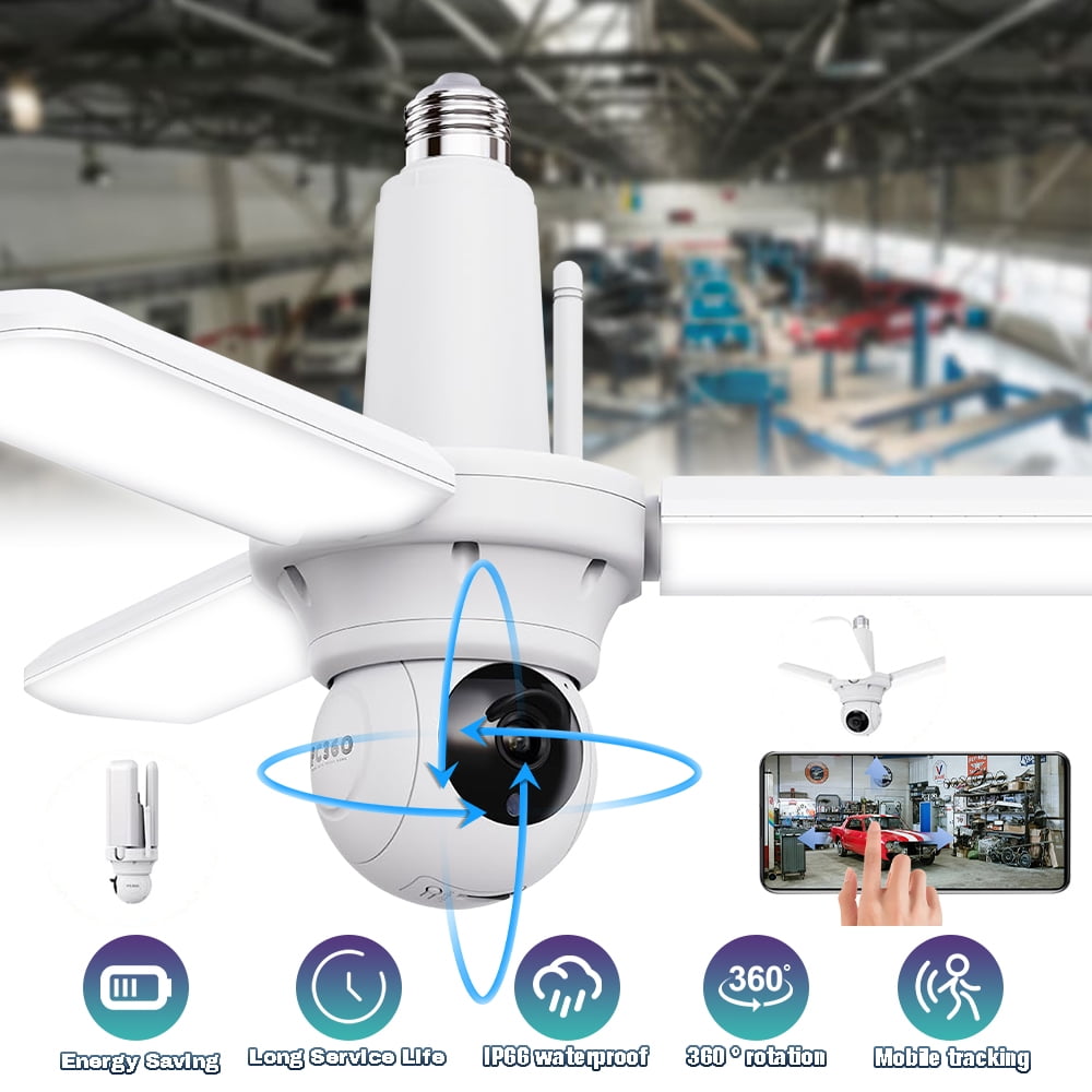 LED Garage Light Bulb Camera,DFITO Floodlight Security Camera with 3 ...