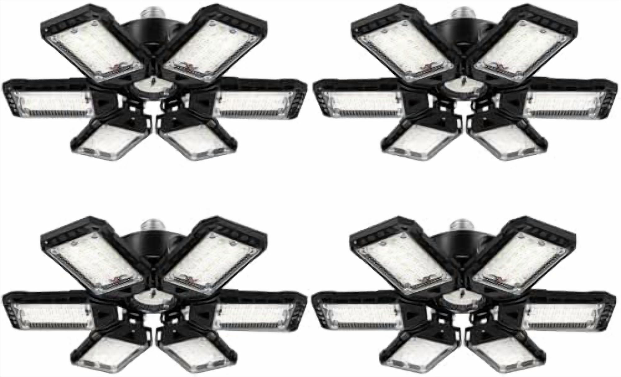 LED Garage Lights 4 Pack -180W, 18000LM 6500K Led Shop Light with 6+1 Deformable Panels ...