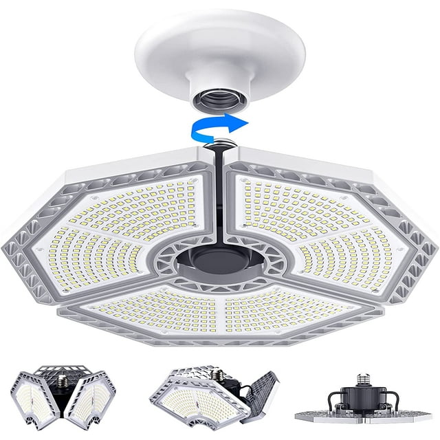 140W LED Garage Lights, 6000K, 3 Adjustable Panels, E26/E27, Indoor ...
