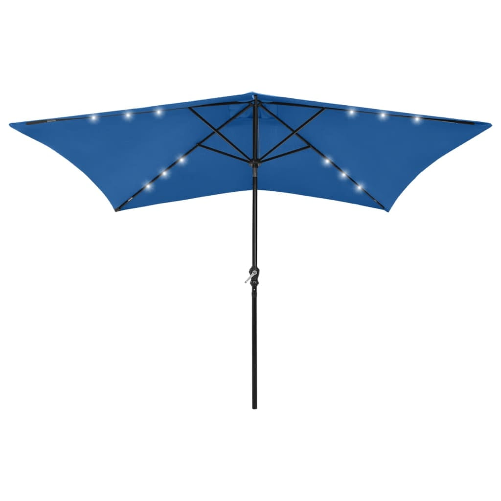 LED Garden Parasol - Azure Blue, 6.6'x9.8', Sturdy Steel Pole, Perfect ...