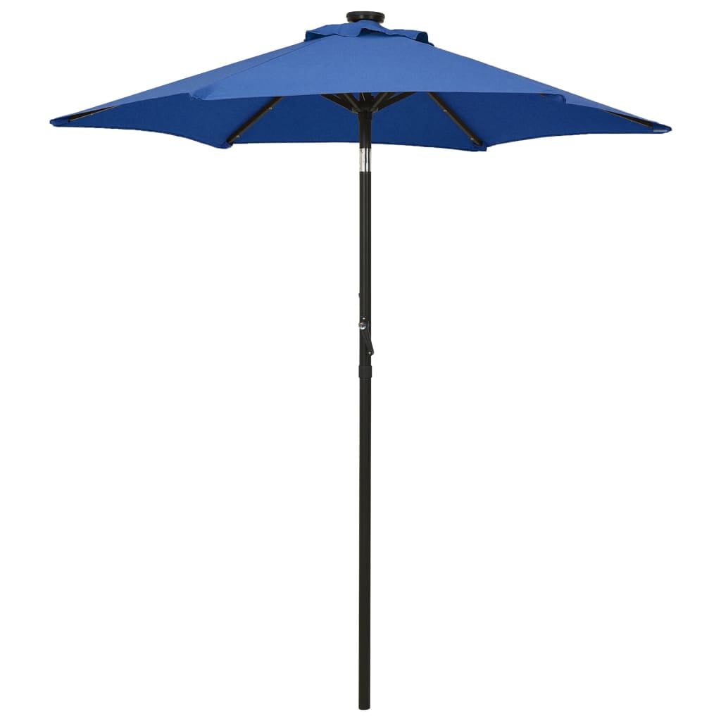 LED Garden Parasol with Azure Blue Canopy, 78.7x83.1, Aluminum Frame ...