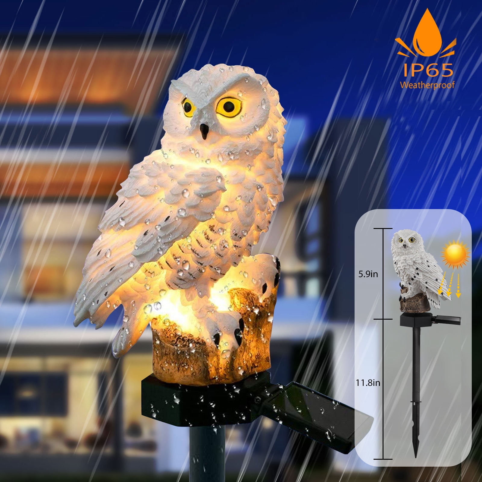 LED Garden Solar Lights Owl Shape, Resin Owl LED Decorative Waterproof ...