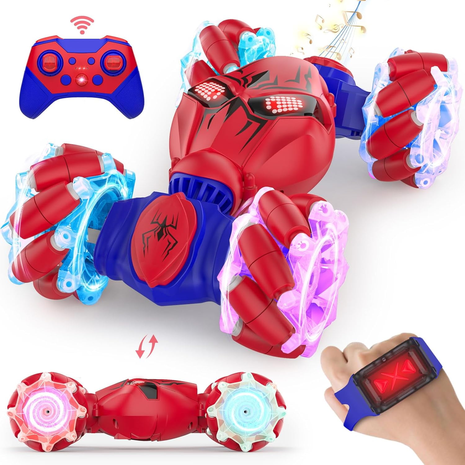 LED Gesture RC Car, 4WD Hand Controlled Sensor RC Stunt Car, Double ...