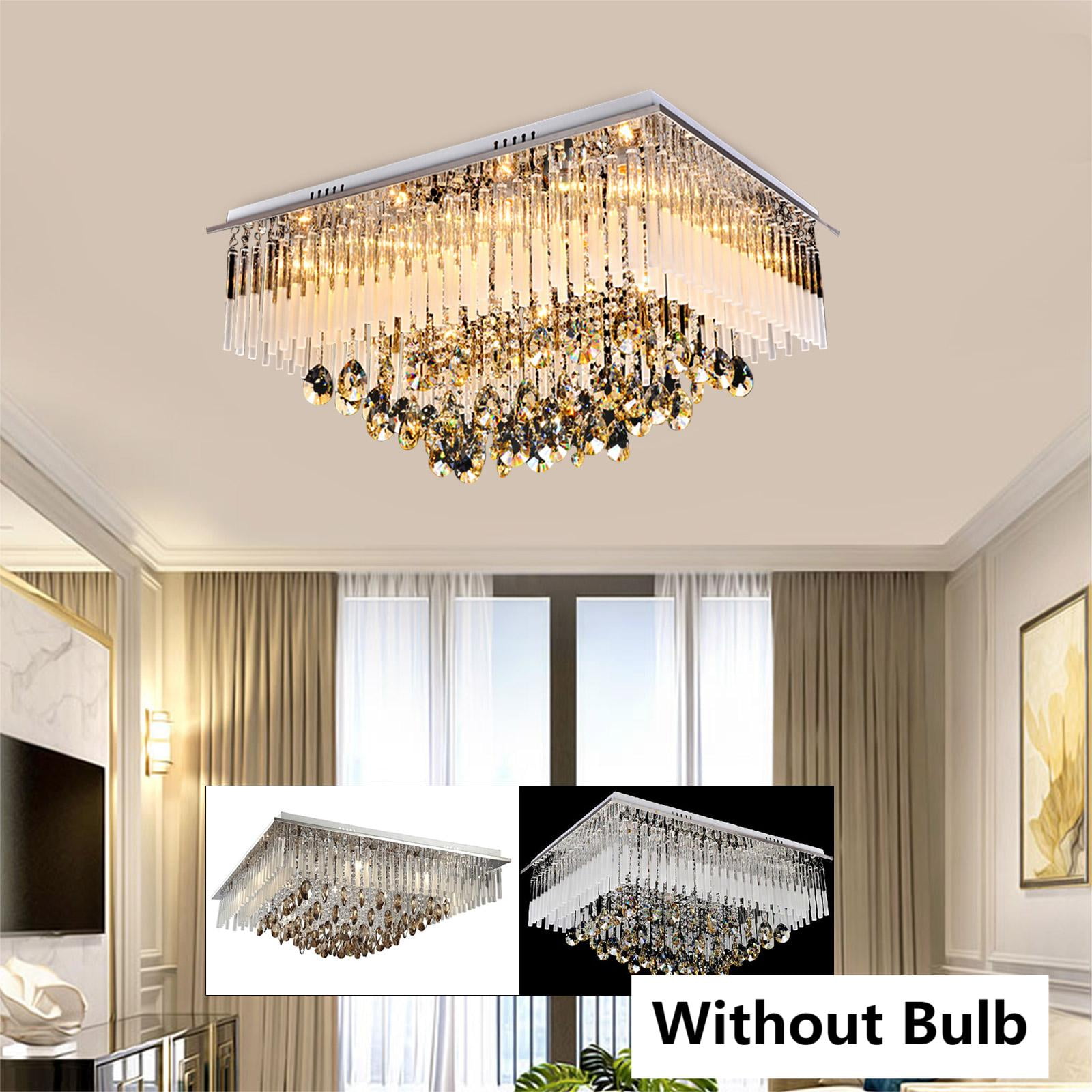 LED Glass Chandelier Droplet Ceiling Light Fixture Square Luxury ...
