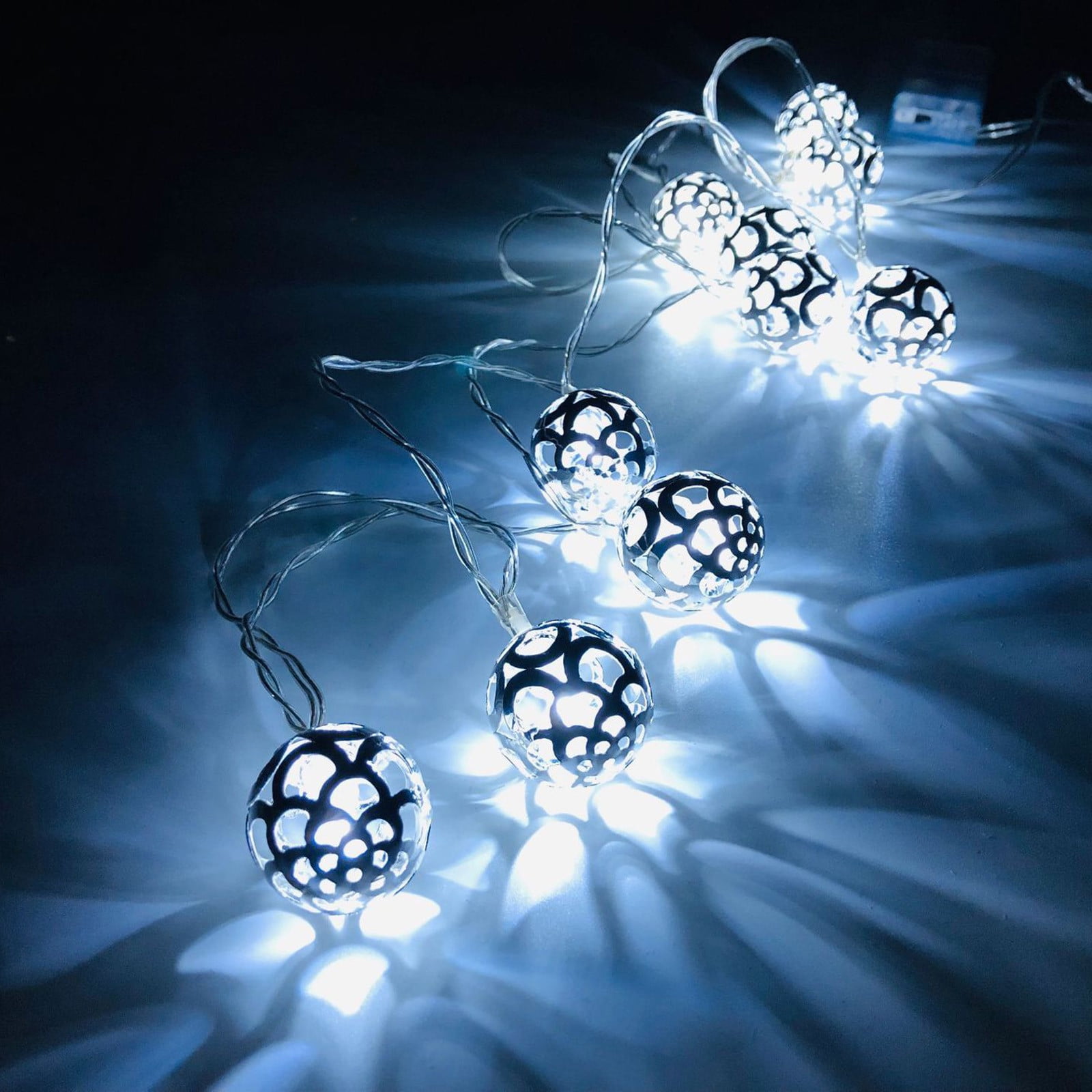 LED Globe String Lights, Moroccan Globe String Lights, 10 Metal Balls ...