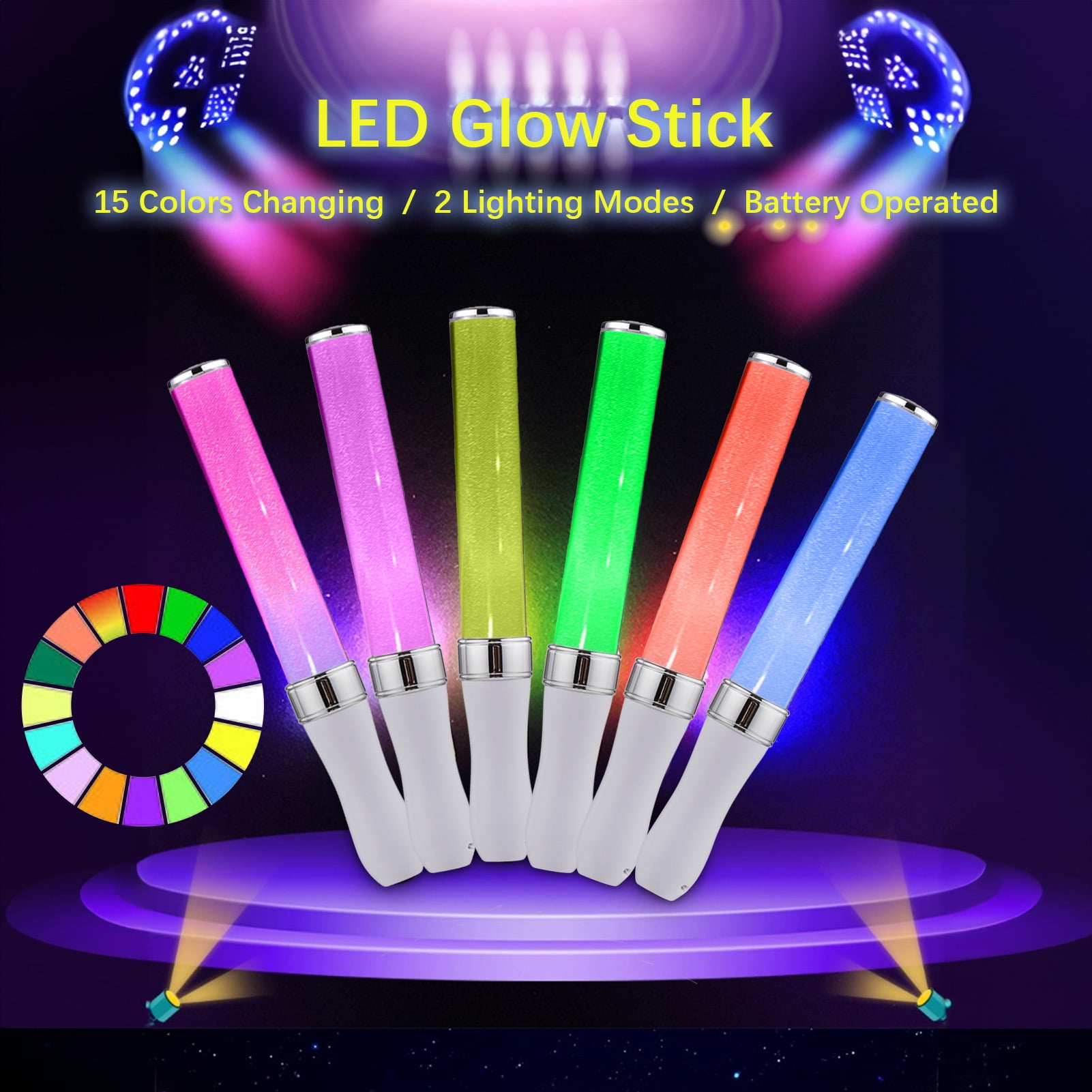 LED Glow Stick Party 15-Color Concert Flashing Light Multicolor 15 ...