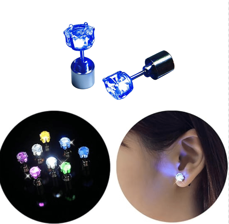 LED Glow-in-the-Dark Earrings Lighted Round Flash Party Dance Holiday ...