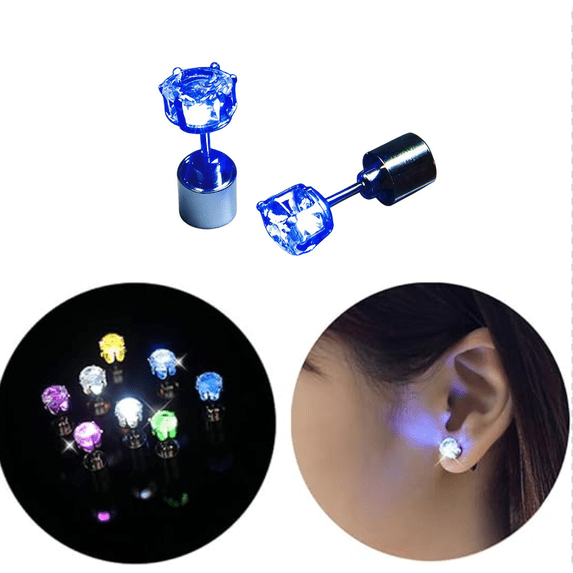 LED Glow-in-the-Dark Earrings Lighted Round Flash Party Dance Holiday ...