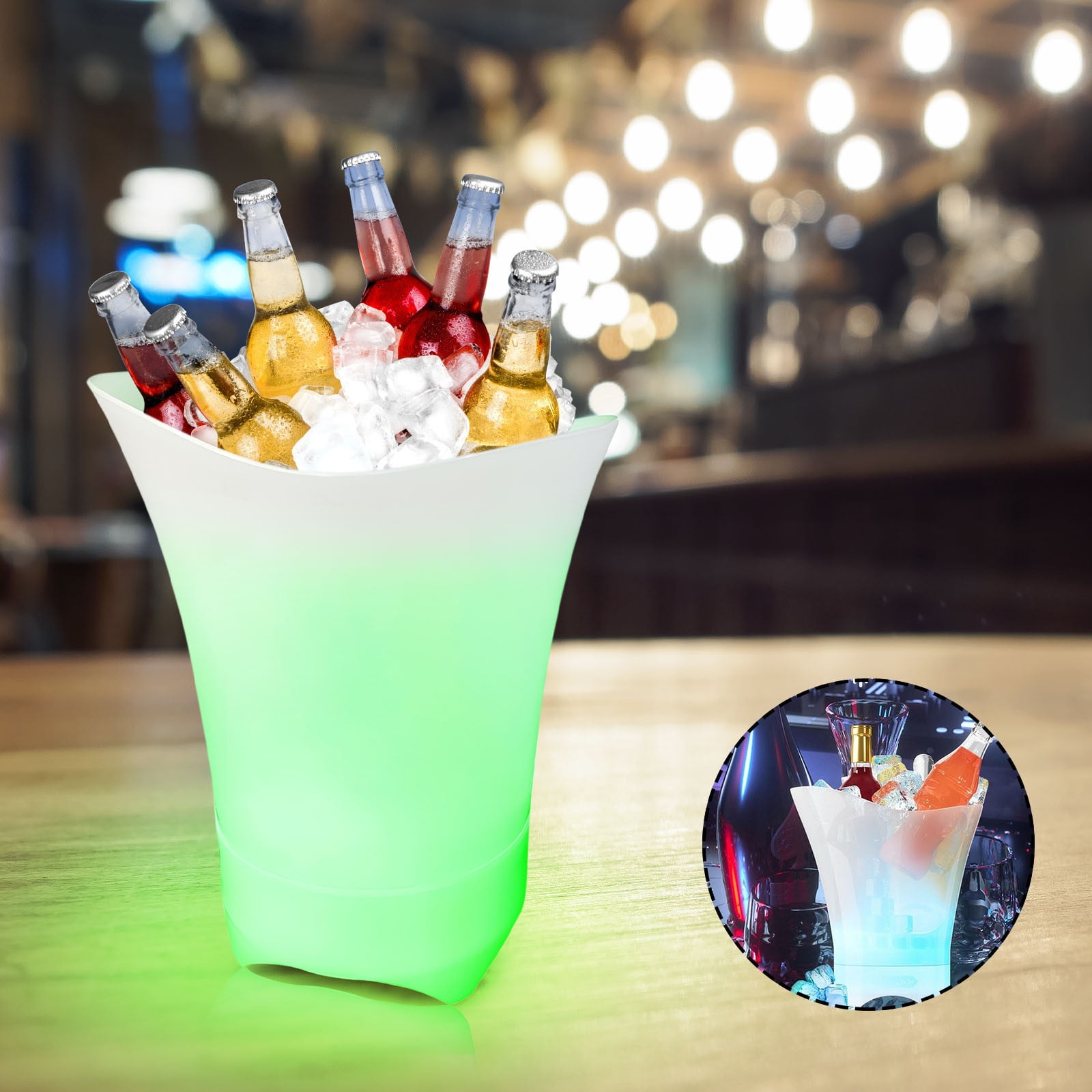 LED Glowing Ice Bucket with Bluetooth Speaker,5L Large Ice Bucket for ...