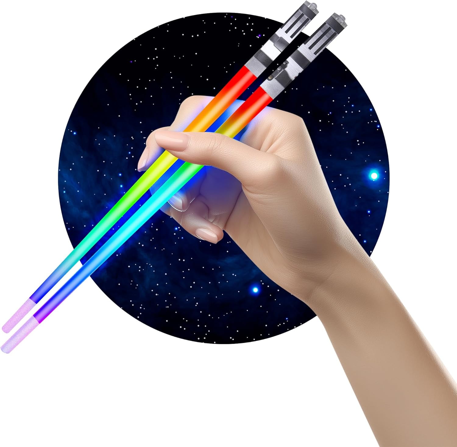 LED Glowing Light Saber Chop Sticks REUSABLE Sushi Lightup Sabers - 8 ...