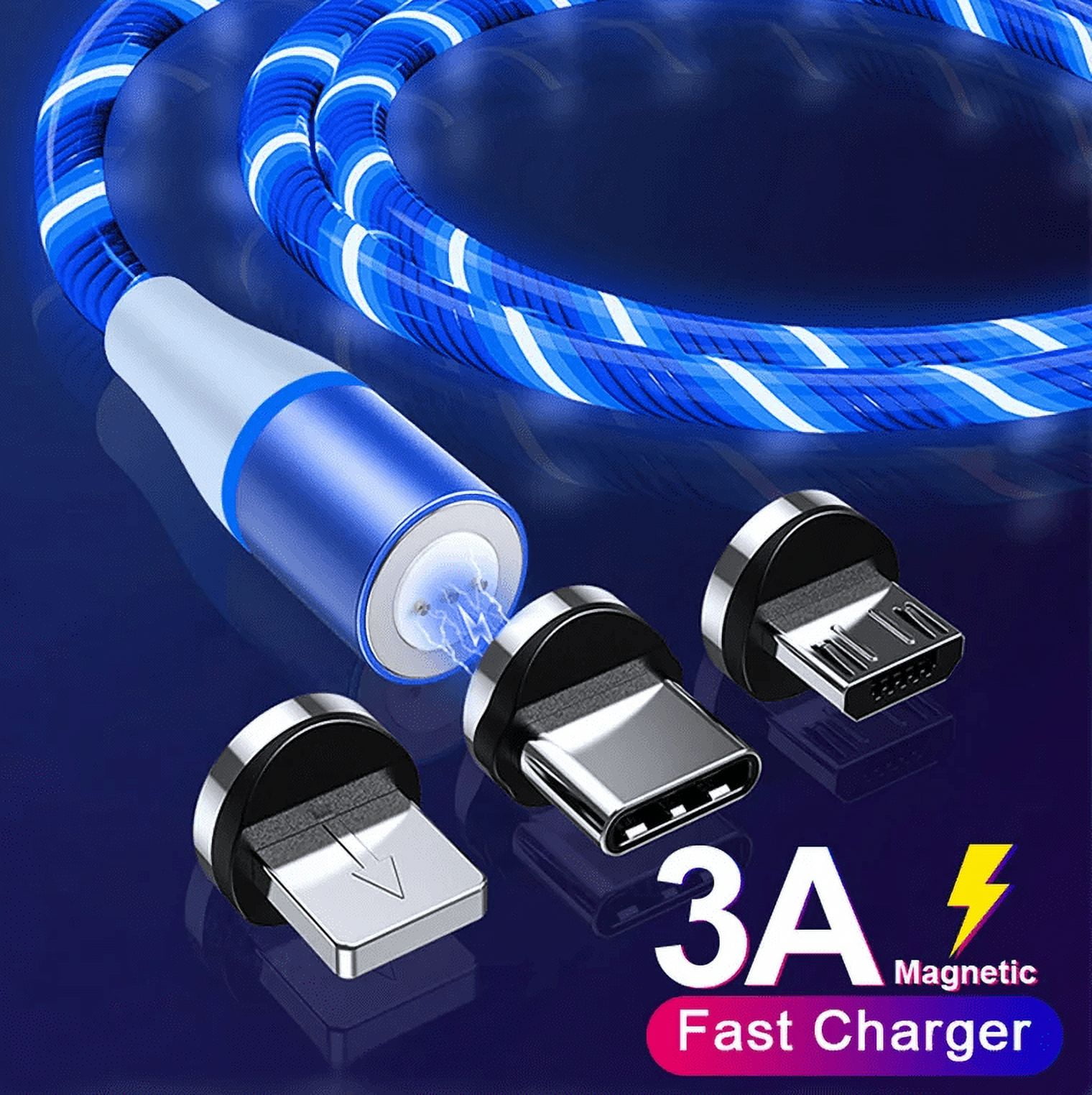 LED Glowing Magnetic Charging Cable 3.3ft/6.6ft, Magnetic Phone Fast ...
