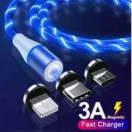 3 in 1 LED Flowing Light up Charger Charging Cable USB Cord for Android ...