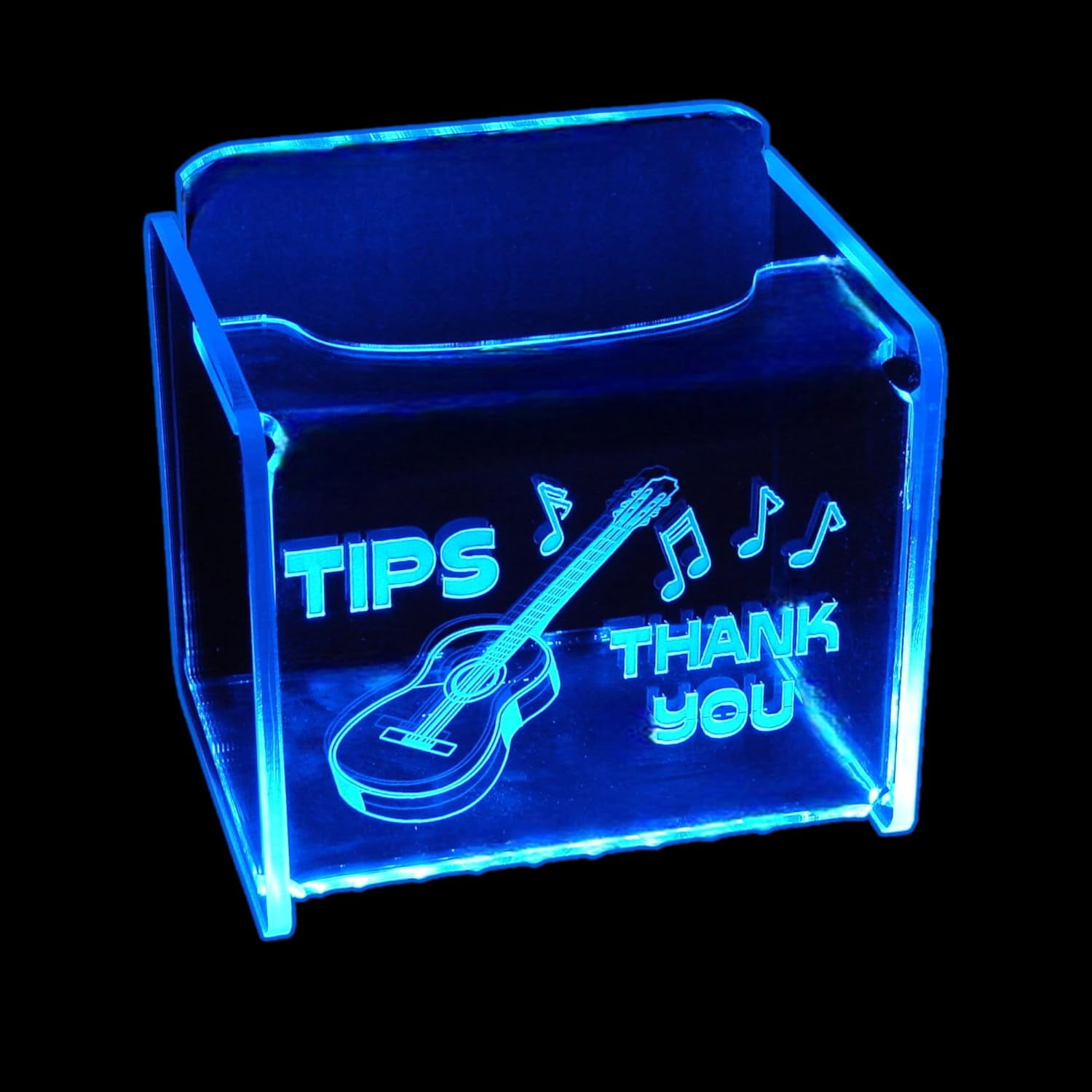 LED Glowing Tip Box- Acoustic Guitar Design- Tip Jar -LED Tip Jar ...