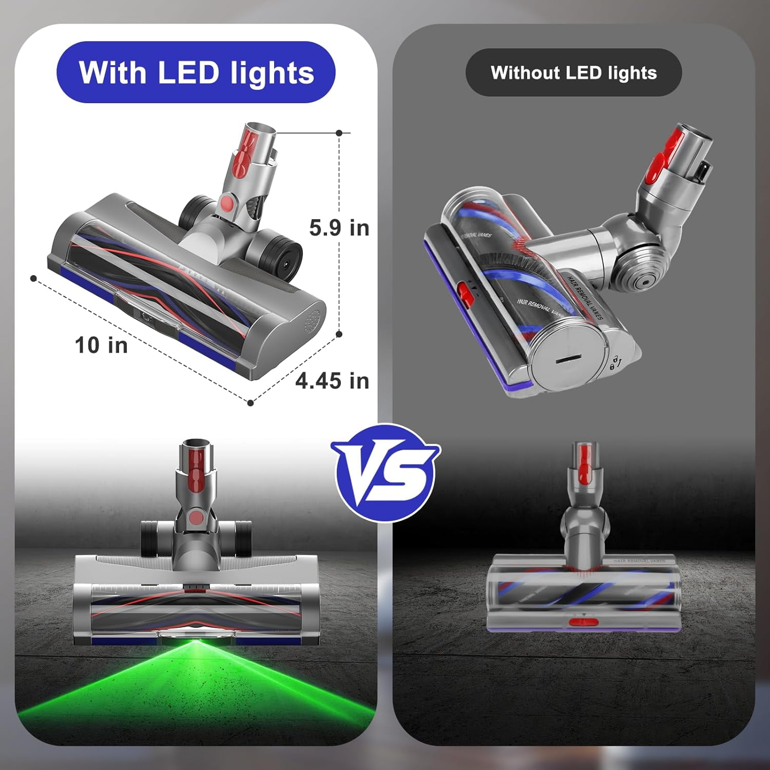 LED Green Light Vacuum Head Replacement for Dy-son V7 V8 V10 V11 V15 ...