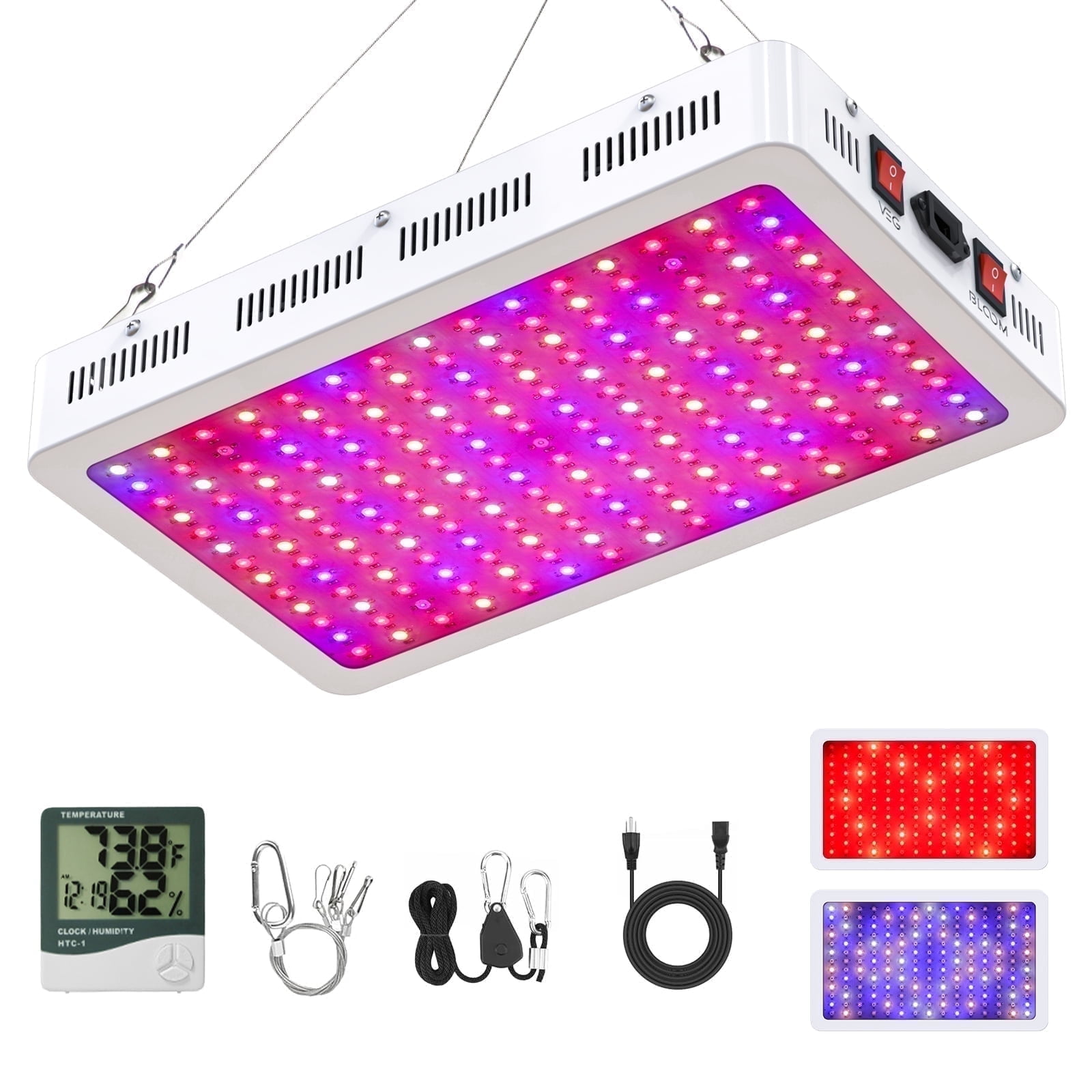 NAILGIRLS 2000W LED Grow Light with UV, Daisy Chain, Dual Switch for ...
