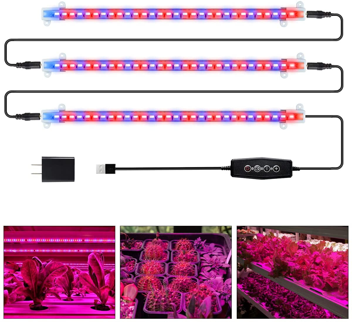 LED Grow Light Strips for Indoor Plants, 90-Bulb Red Blue Spectrum ...