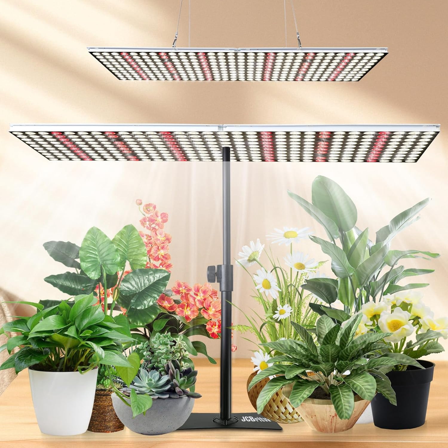 LED Grow Lights with Stand 2ft White Full Spectrum with IR Hanging ...