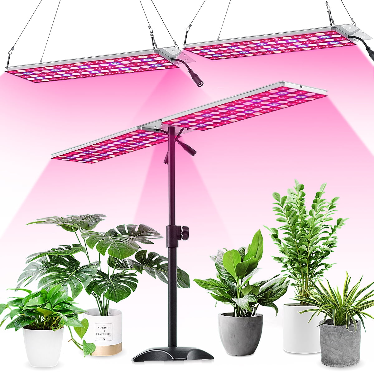 LED Grow Lights with Stand, Full Spectrum Indoor Lamp, Dimmable with ...