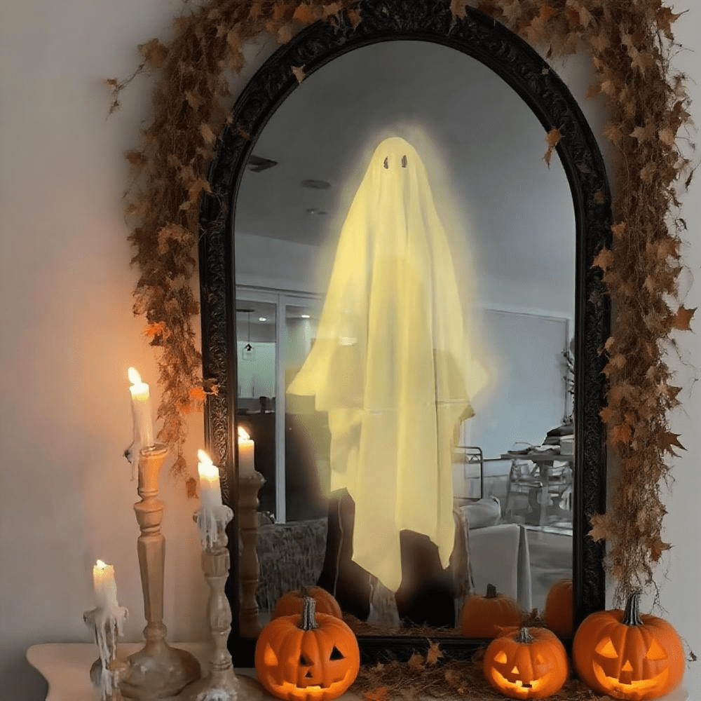 LED Halloween Novelty Ghost Mirror, Indoor Halloween Wall Decor for ...