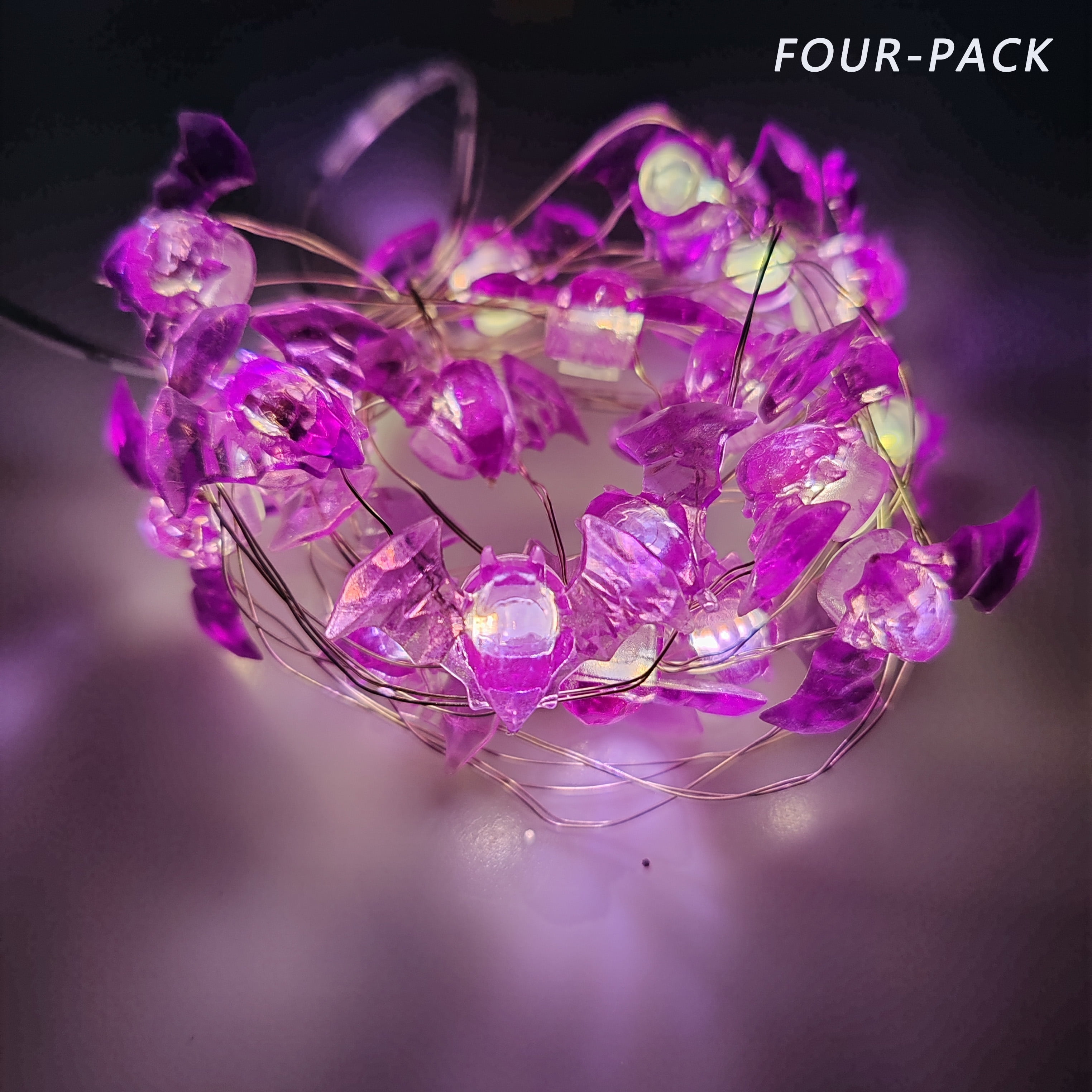 LED Halloween String Lights Battery Operated 4 Pack, 6.5ft 20 LED bat ...