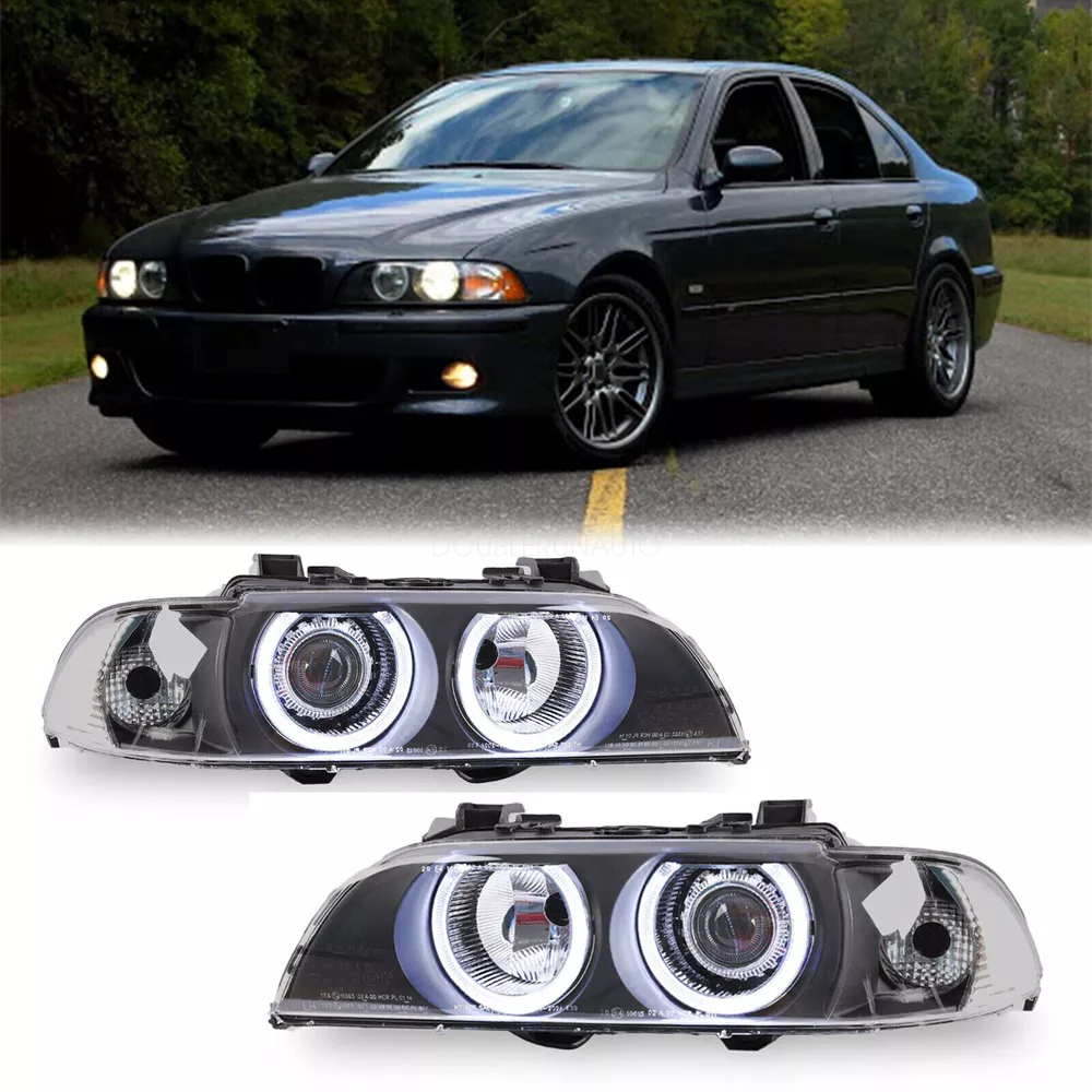 LED Halo Projector Black Headlights For BMW E39 525I 530I M5 LH+RH 1996 ...