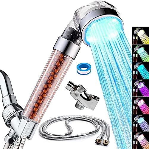 LED Handheld Shower Set with Filtration, Automatic 7-color Changing ...
