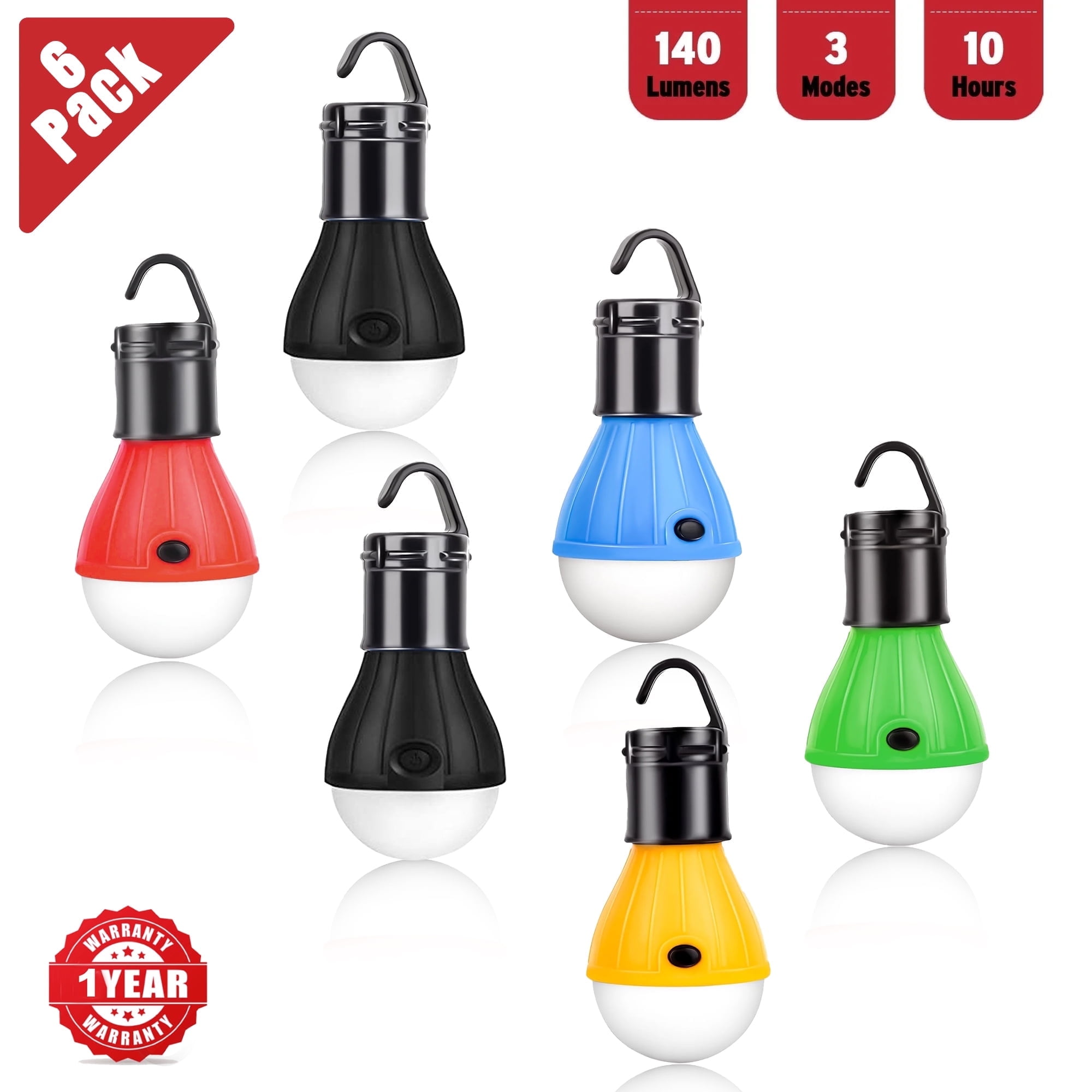 Kayco Outlet LED Camping Lantern Lights, Battery Operated, 6 Pack, 3 ...
