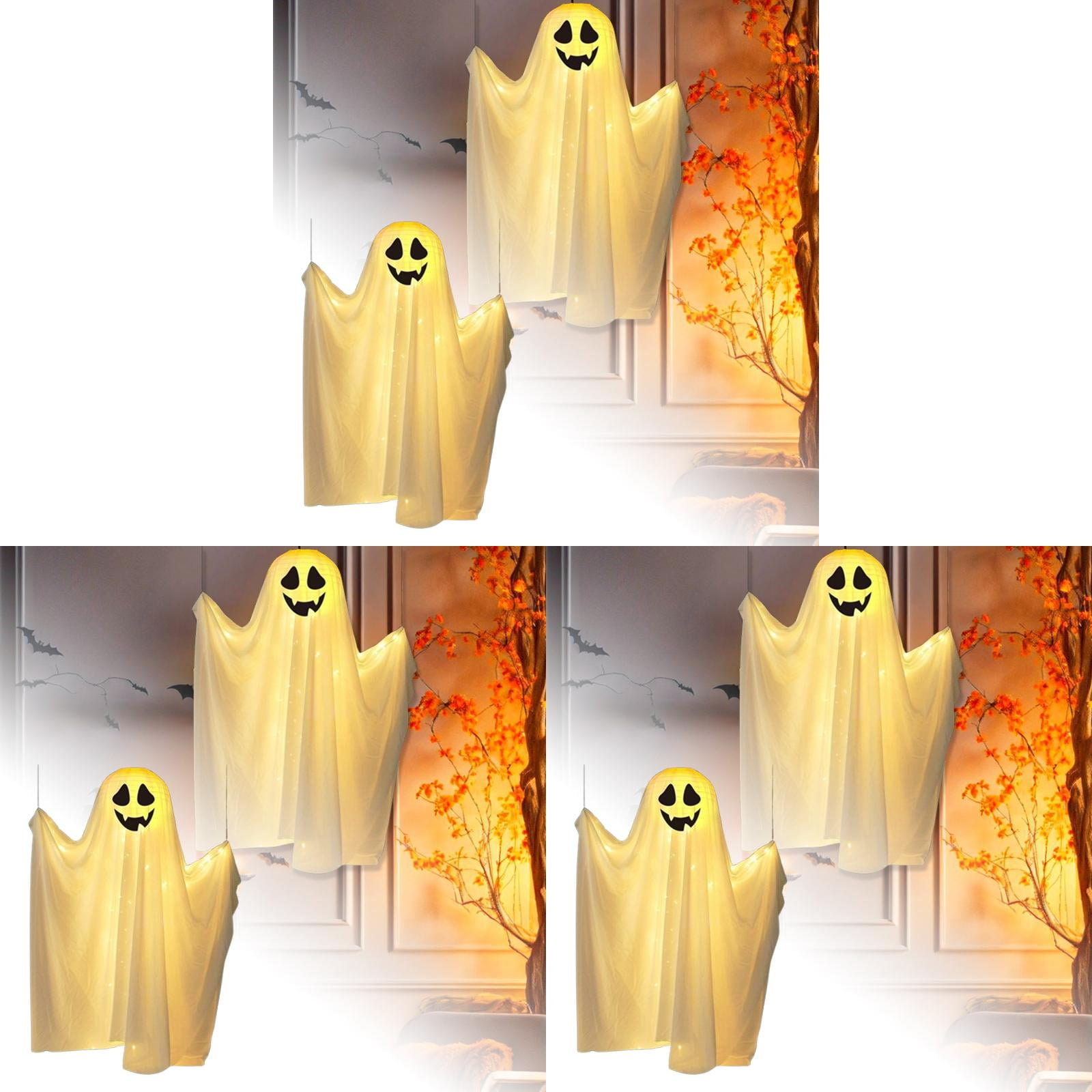 LED Hanging Ghost Decorations for Halloween - Glowing Lighted Flying ...