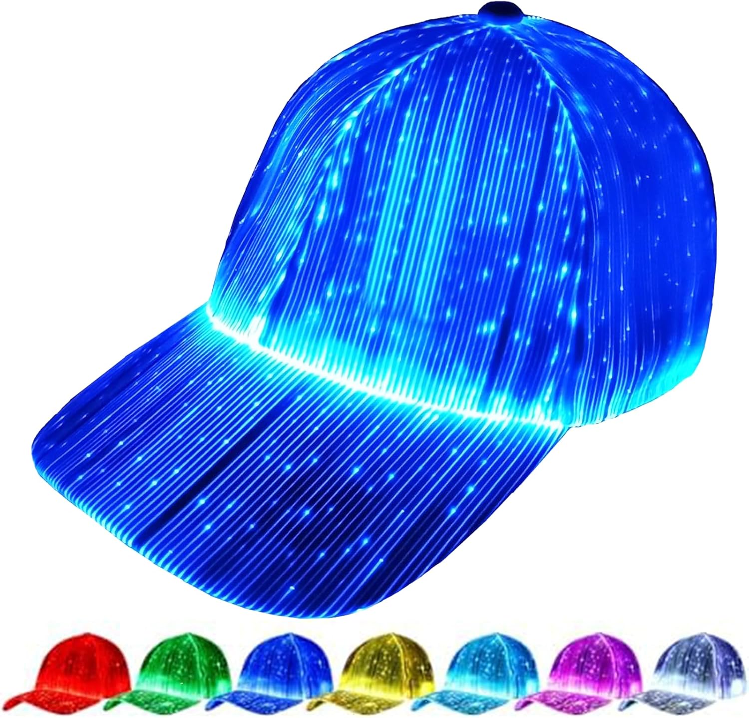 LED Hat Light-Up Baseball Cap - USB Rechargeable Glow in the Dark Party ...
