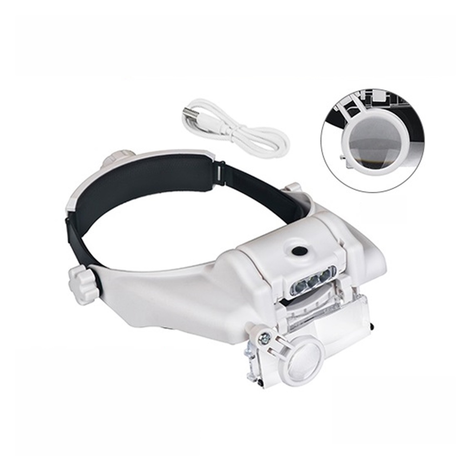 LED Headband Magnifier Hands Free Magnifying Glasses For Jewelry Loupe ...