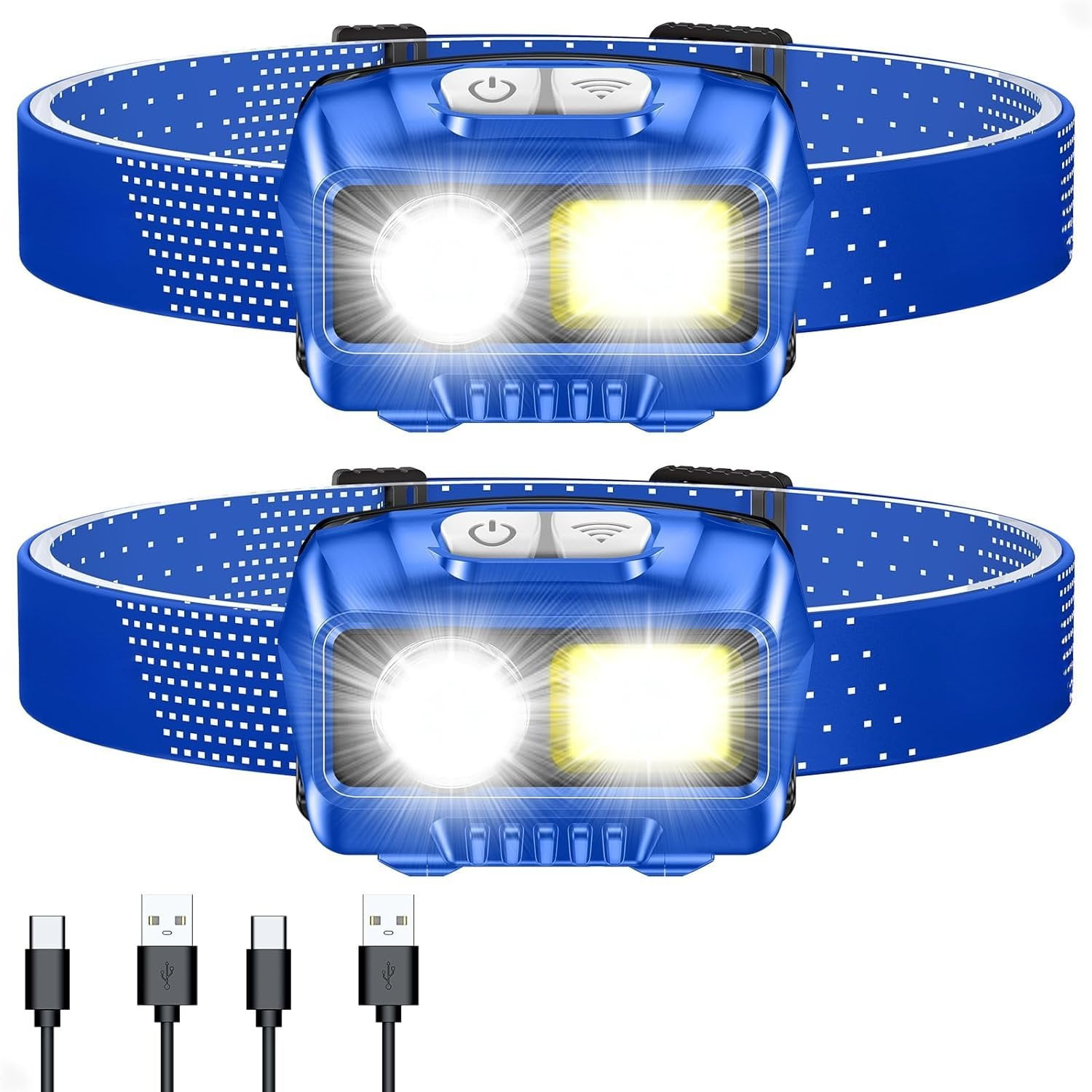 LED Headlamp,2000L Super Bright Rechargeable Headlight Flashlight with ...