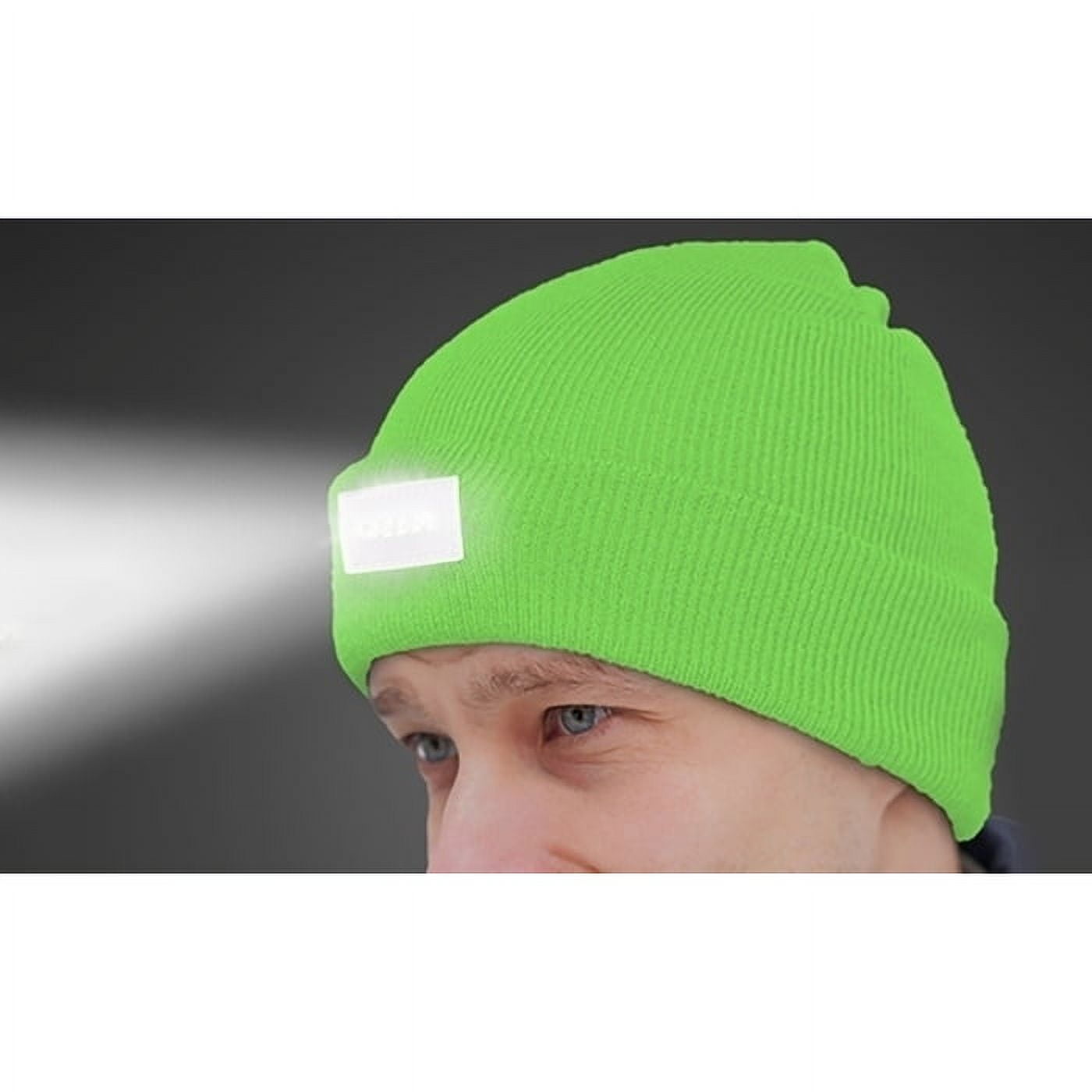 LED Headlamp Beanie Black Unisex Warm Knit Hat with 5 LED Lights Size ...