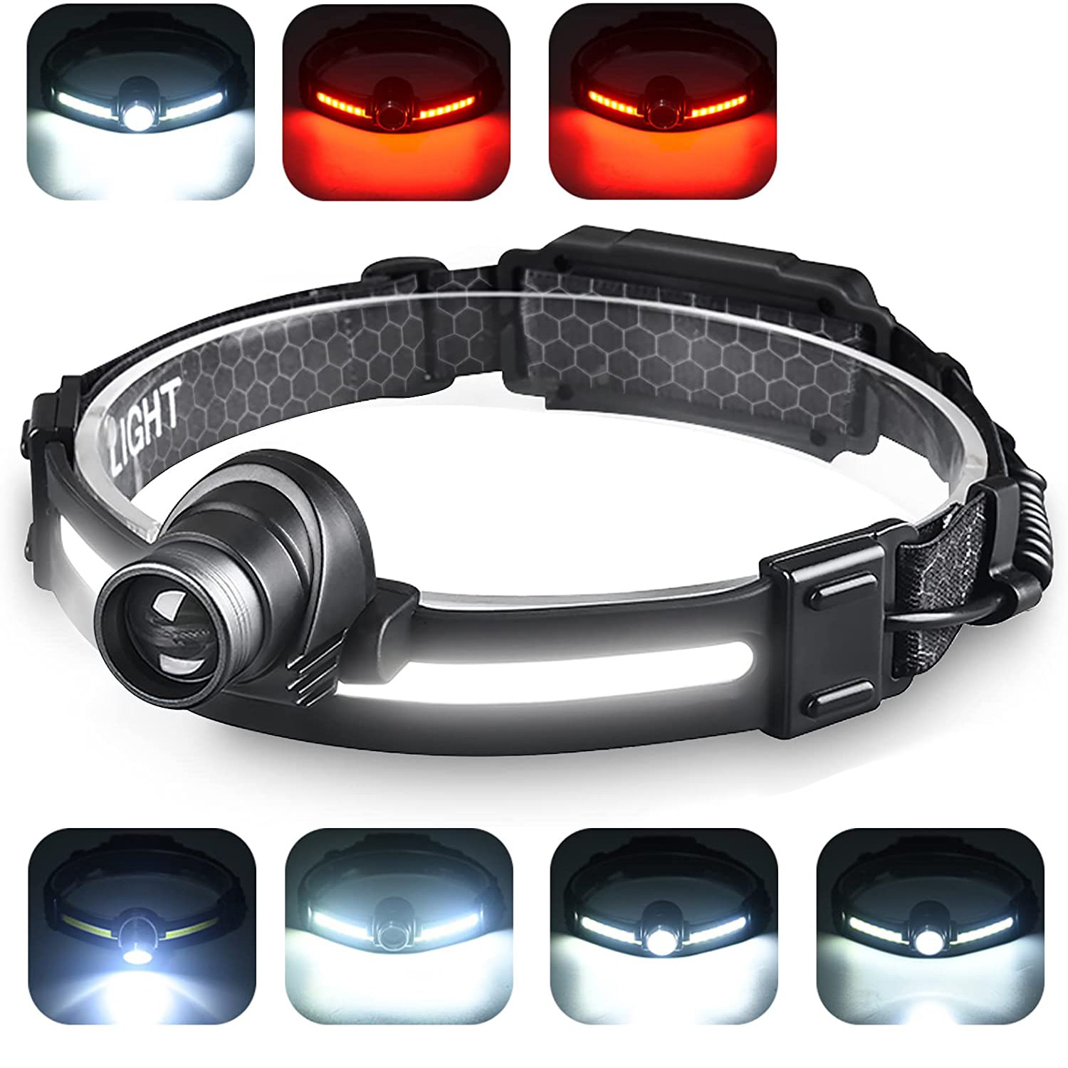 LED Headlamp Rechargeable,Adjustable Spotlight Headlight,Waterproof ...