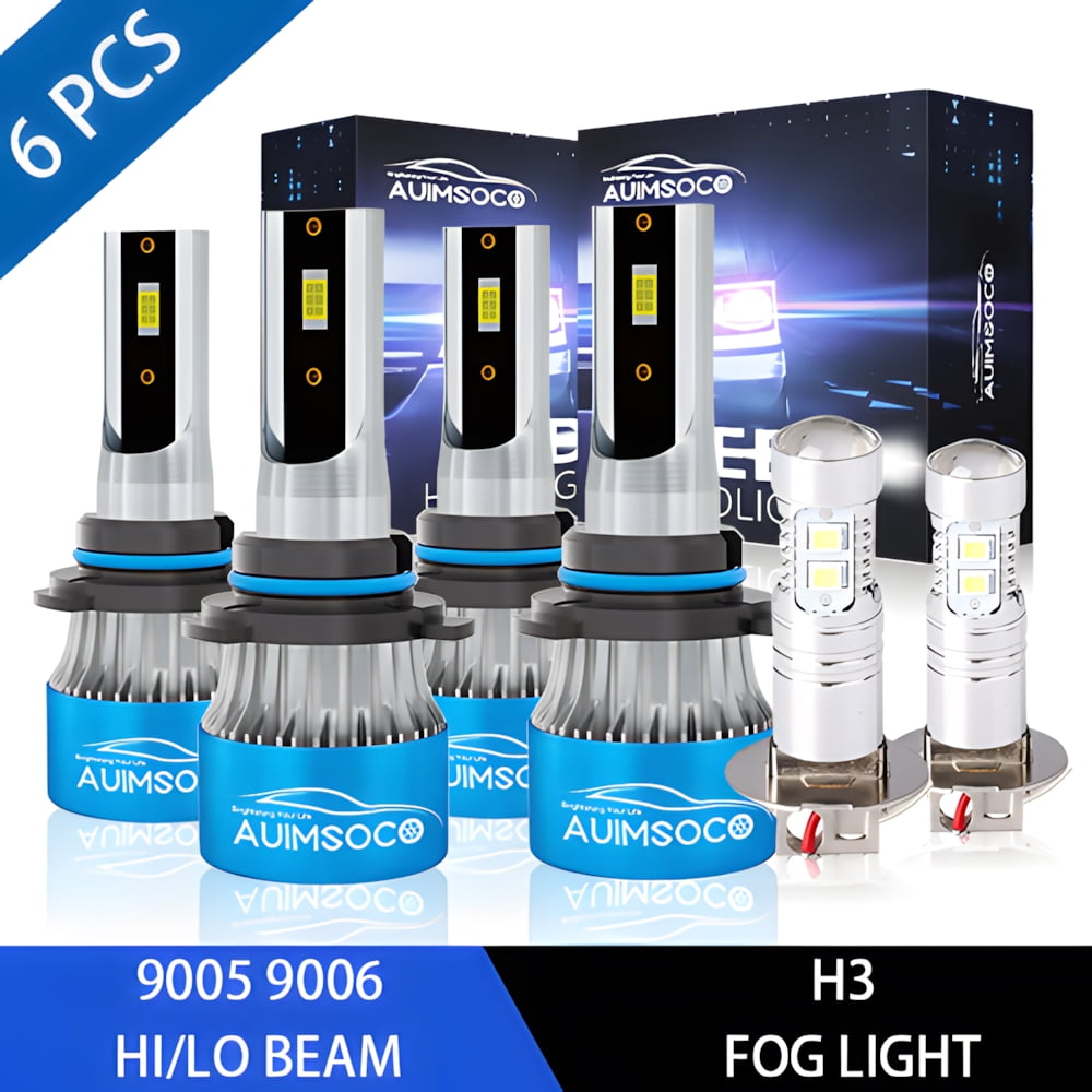 LED Headlight 6-Pack 9005 9006 H3 Combo Hi-Lo Bulbs Fog Lights Bulbs ...