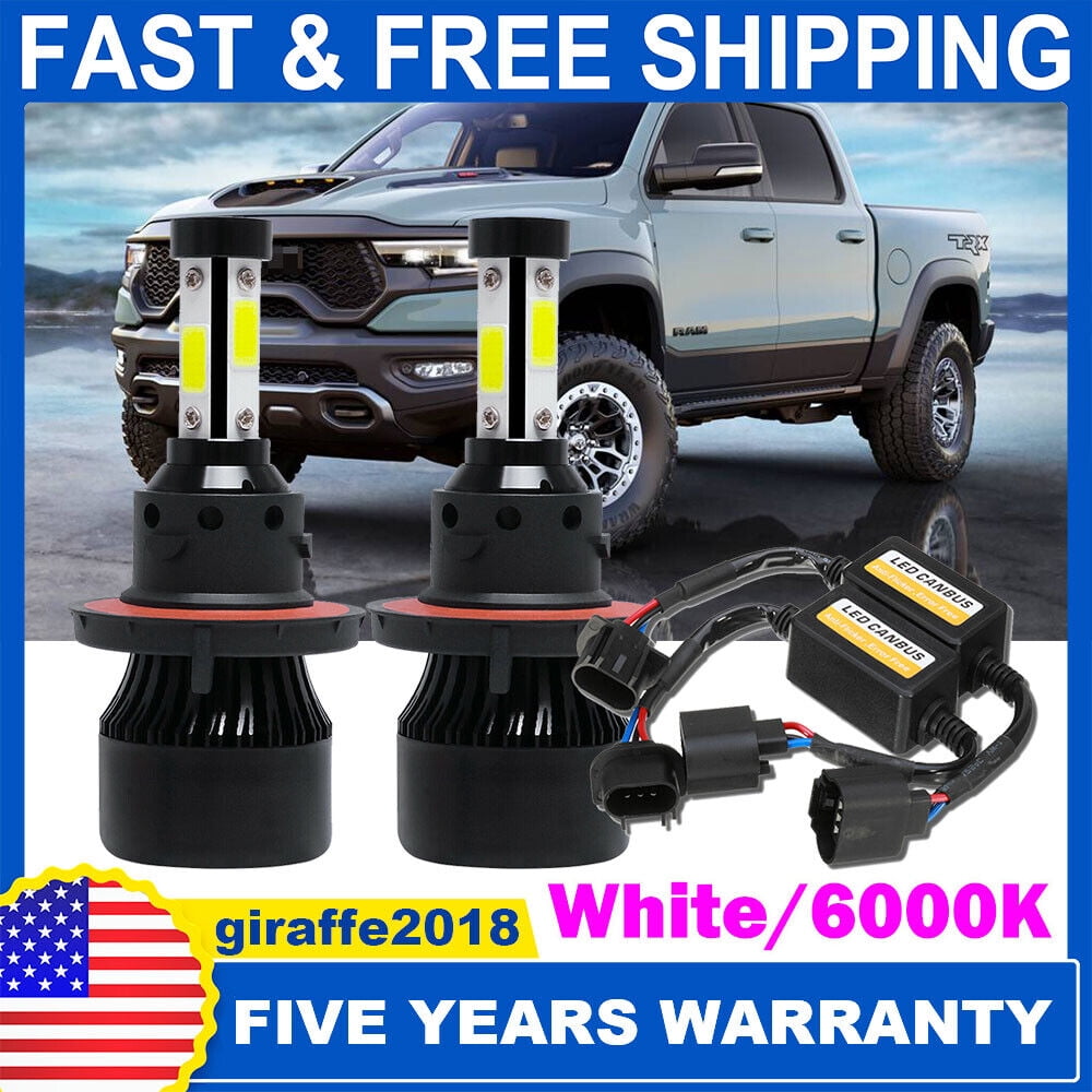 LED Headlight 9008 + Anti Flicker Resistor Canbus for Dodge Ram 1500 ...