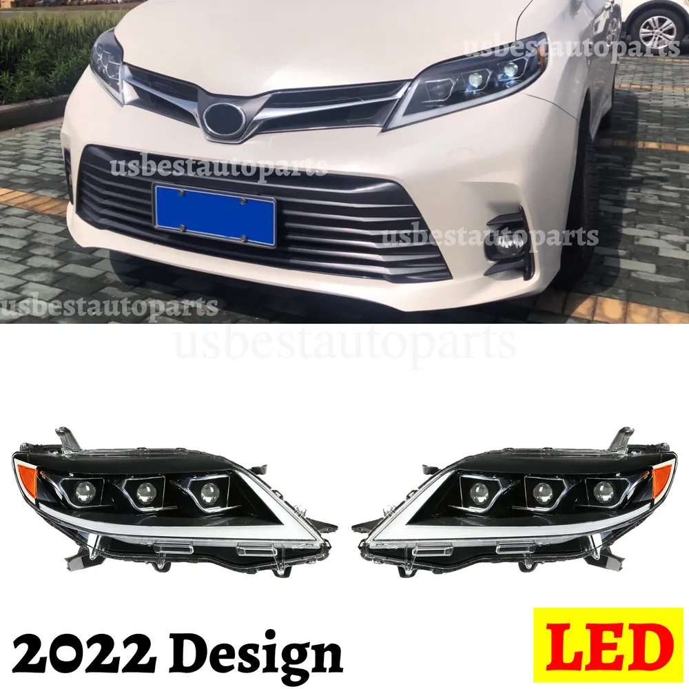 LED Headlight Assemblies For Toyota Sienna 2011-2020 Start Up Animation ...