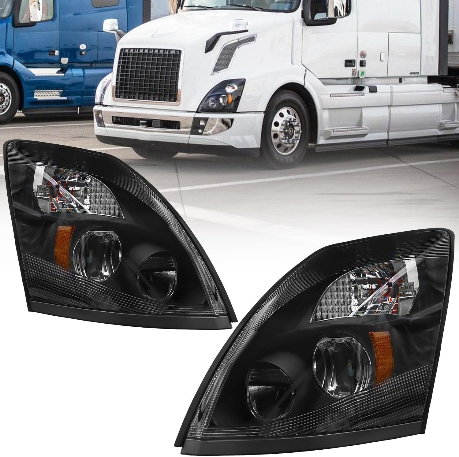 LED Headlight Assembly Fit for VOLVO VNL 2004-2014,Black Factory Style ...
