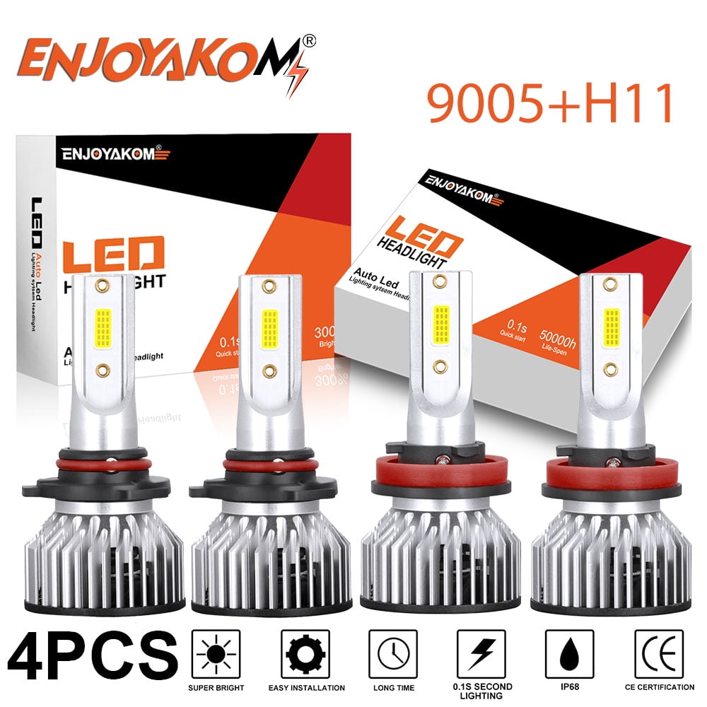 ENJOYAKOM 9005 H11 LED Headlight Bulbs for Kenworth T880 Trucks 2014-2023 Hi/Lo Beam, 6000K ...