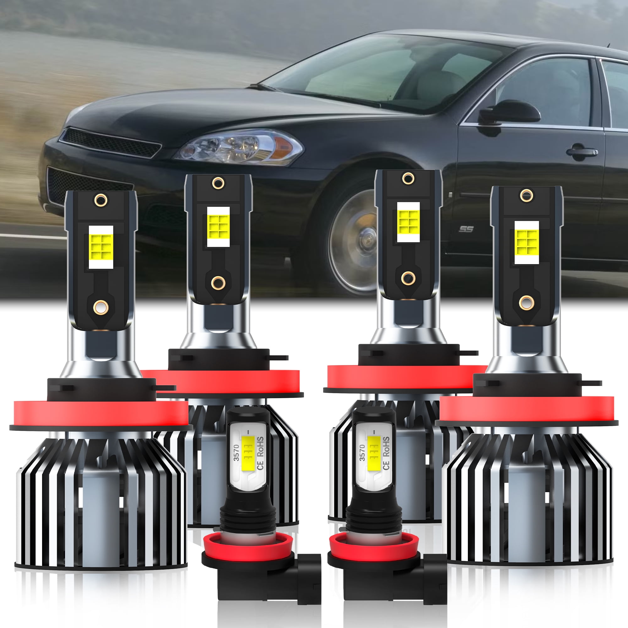 LED Headlight Bulbs Fit for Chevy Impala 2006-2013,H11/H8/H9 High Beam ...