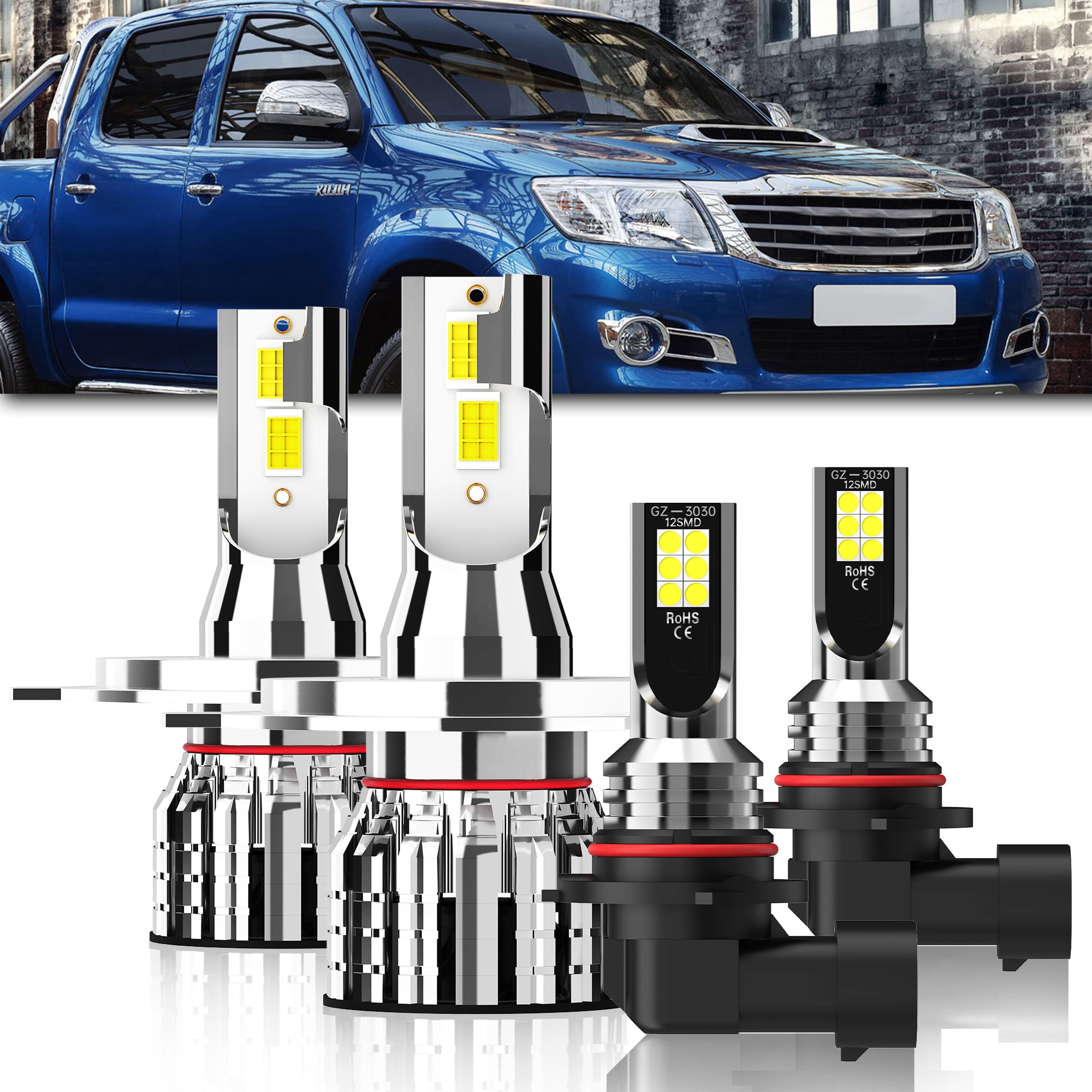 LED Headlight Bulbs Fit For Toyota Hilux 2004-2019,9003 High Low Beam ...