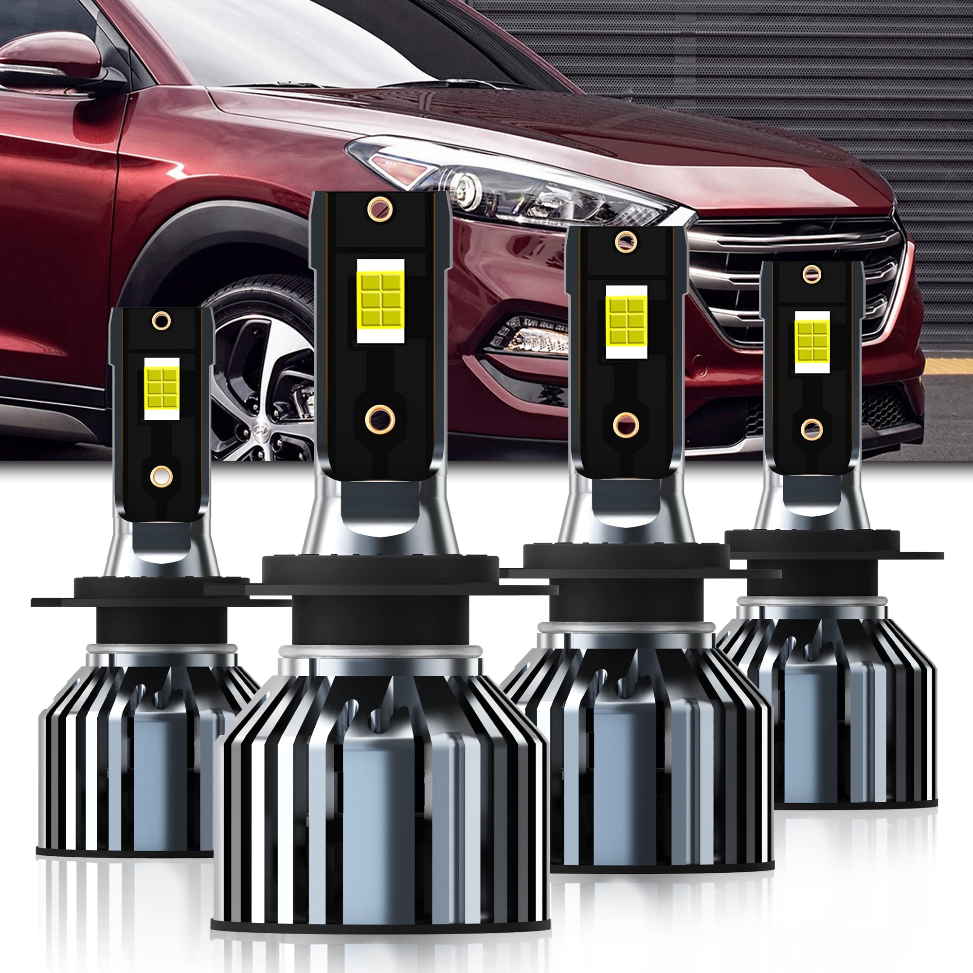 LED Headlight Bulbs H7 Combo Fit for Hyundai Tucson 2016-2018,H7 High ...