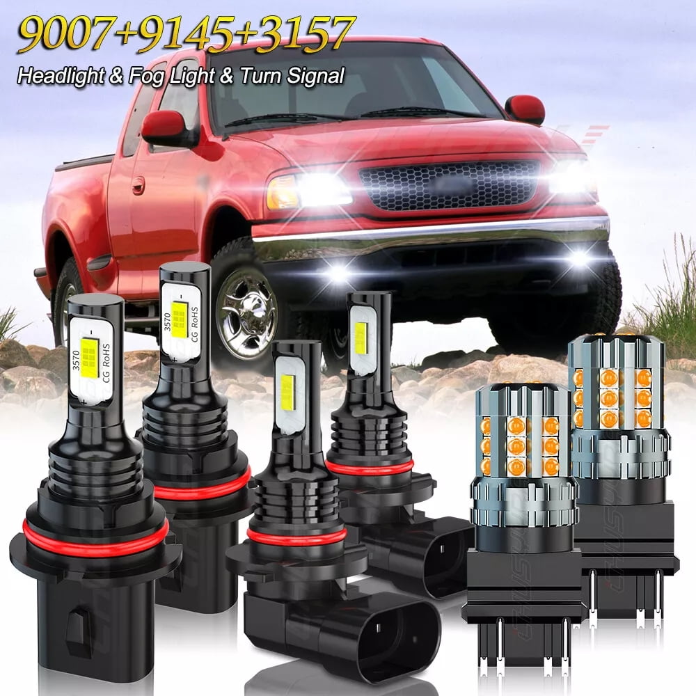 LED Headlight Dual Beam Fog Light Turn Signal Lamp Bulbs Upgrade Kit ...