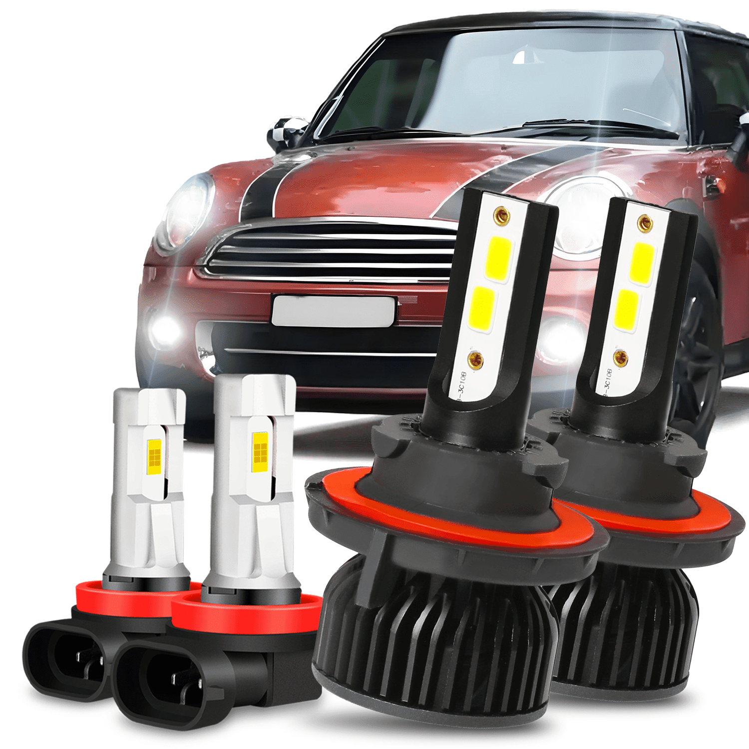 LED Headlight+Fog Light Combo Bulbs Kit for Mini Cooper 2009 2010 2011 ...