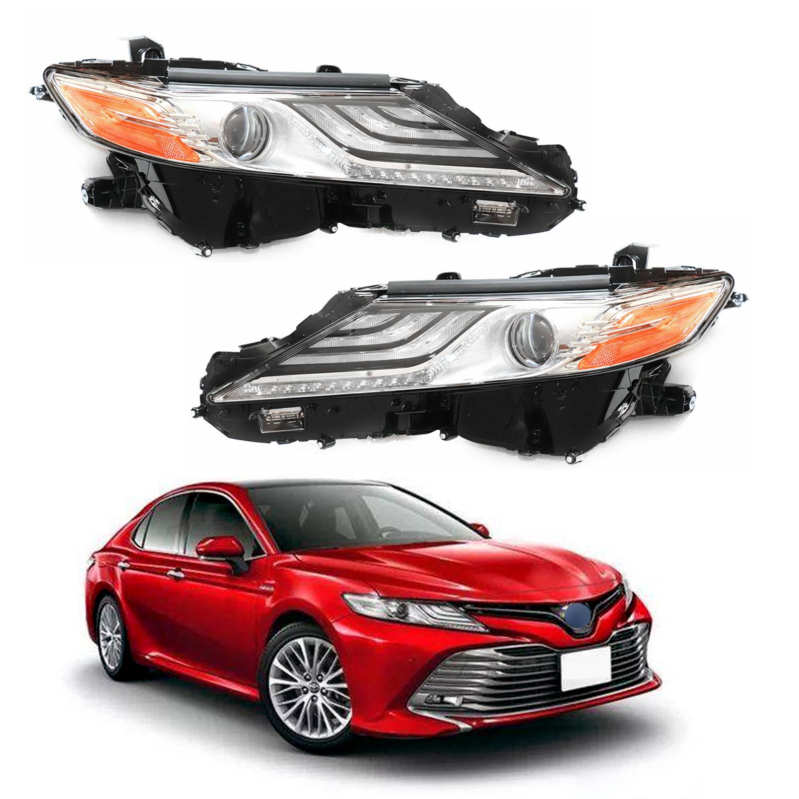 LED Headlight Headlamp Assembly L&R Side Driver &Passenger For 2018 2019 2020 Toyota Camry XLE ...