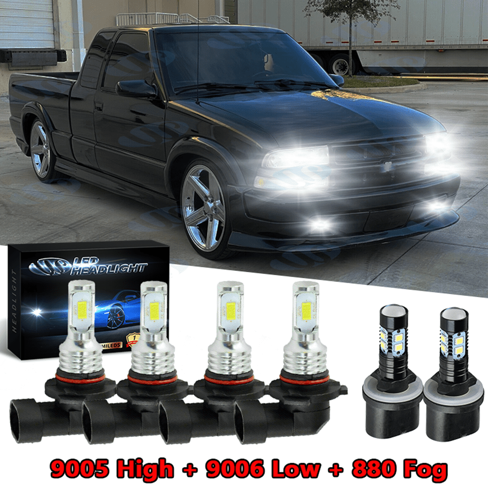 LED Headlight Hi/Lo BEAM + Fog Light Bulbs for Chevrolet S10 1998-2003 ...